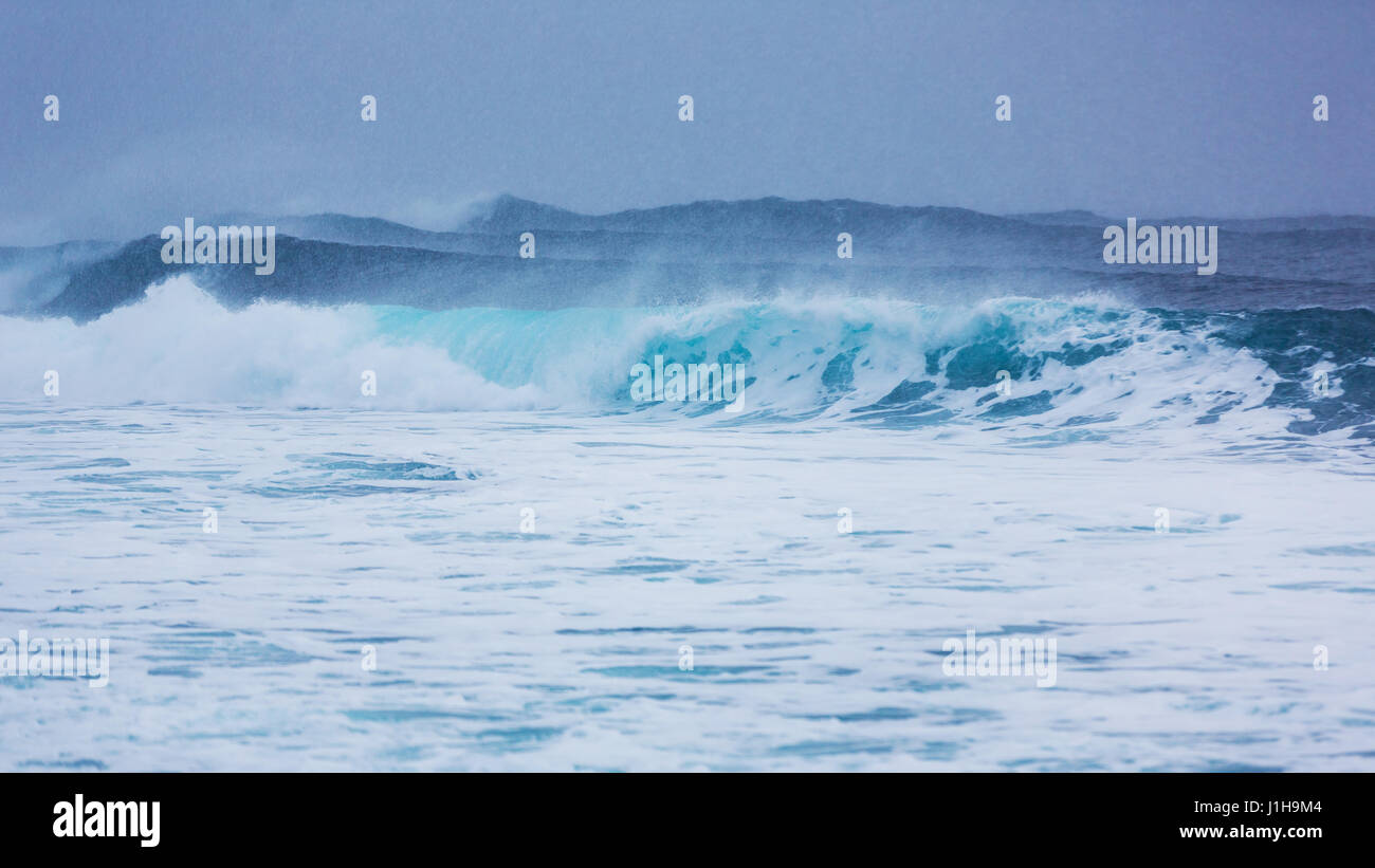 The great tide on the cold north sea during the snowstorm Stock Photo ...
