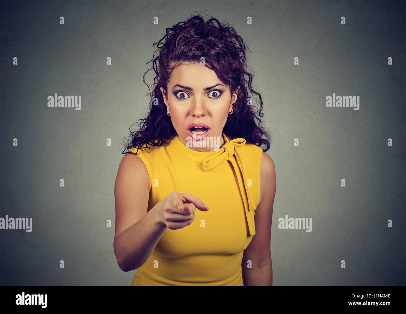 Portrait shocked terrified business woman looking in full disbelief ...