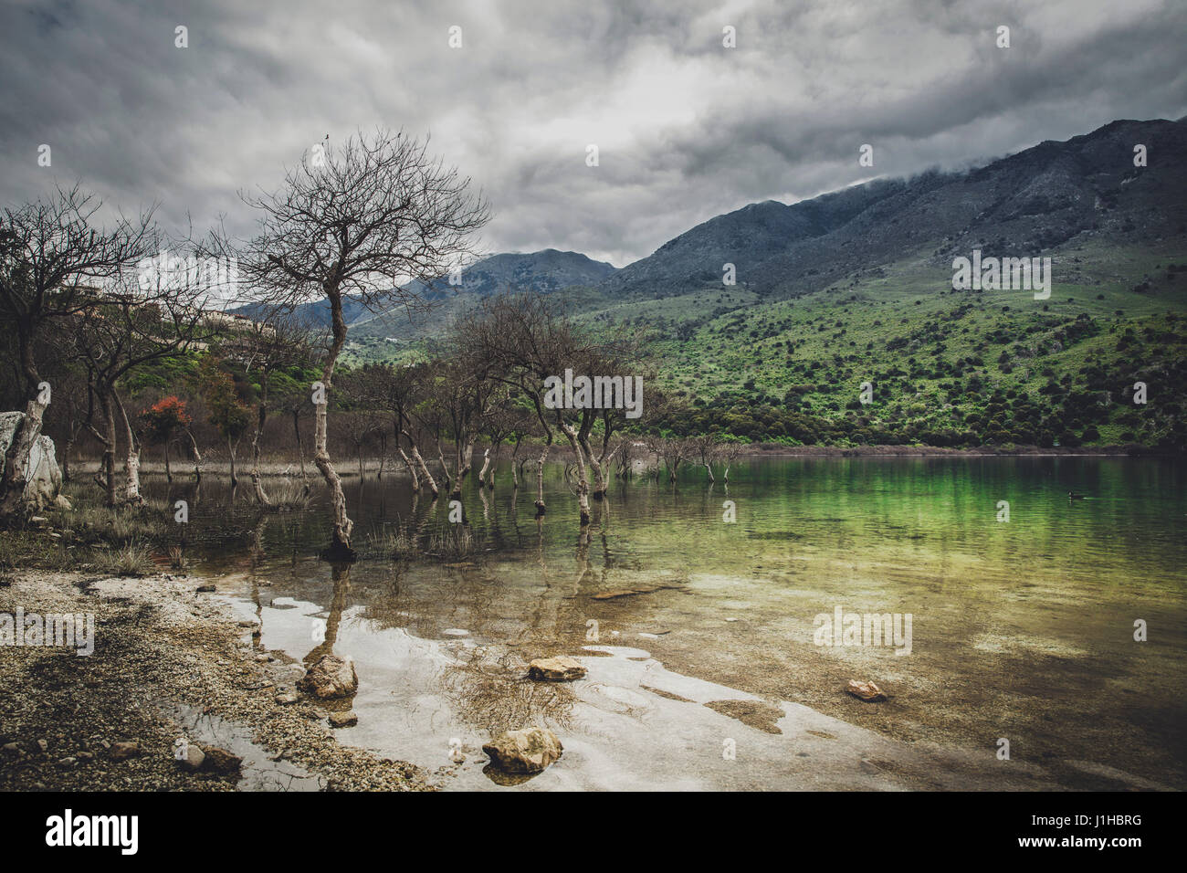 Crete, Greece, Lake Kournas Stock Photo - Alamy