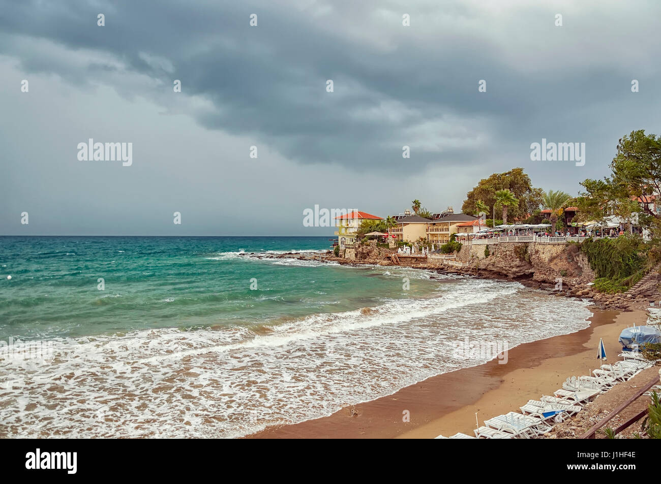 Small city beach in Side town, Turkey Stock Photo - Alamy