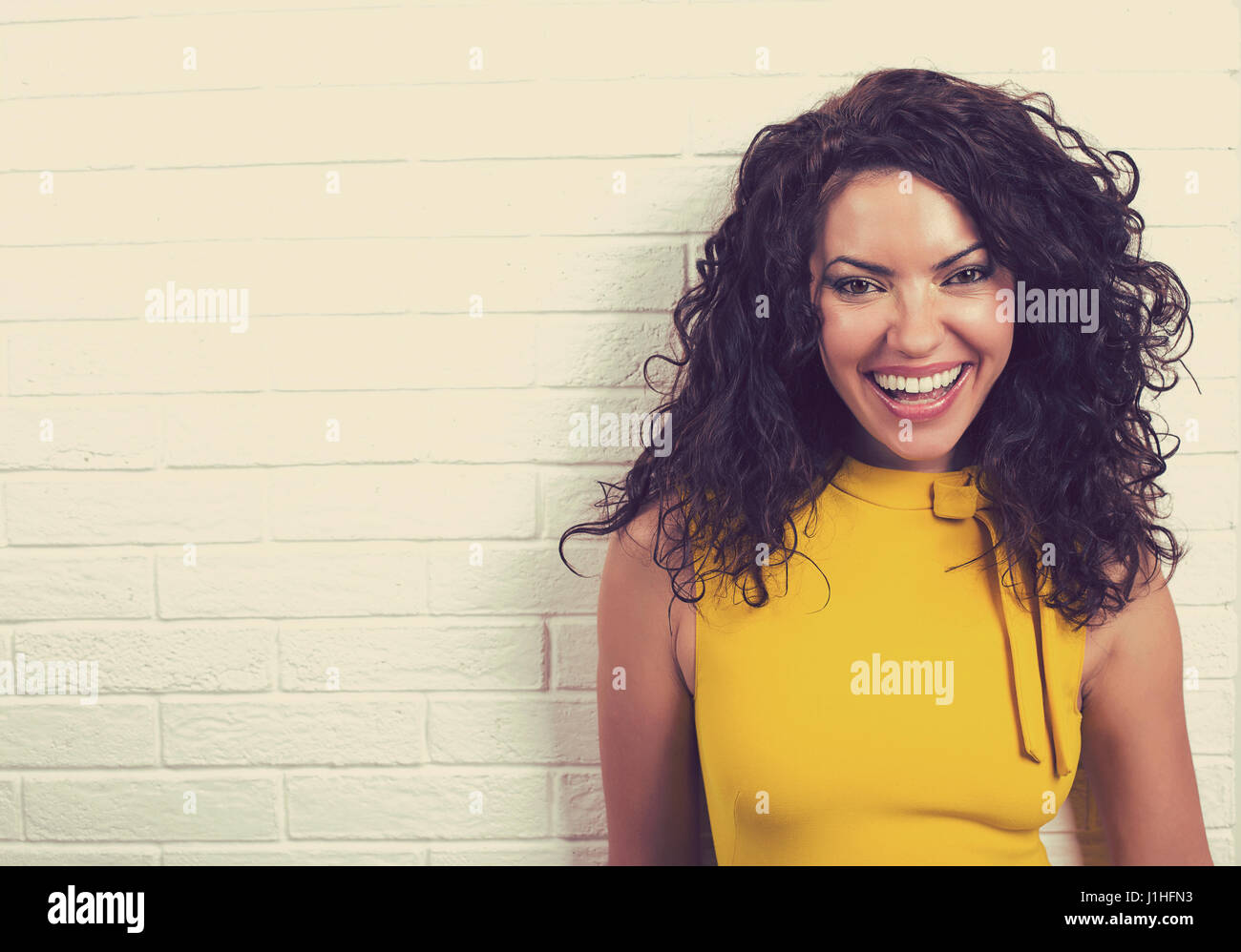 Portrait positive curly woman hi-res stock photography and images - Alamy