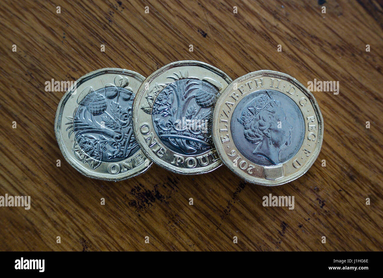 Three new one pound coins hi-res stock photography and images - Alamy