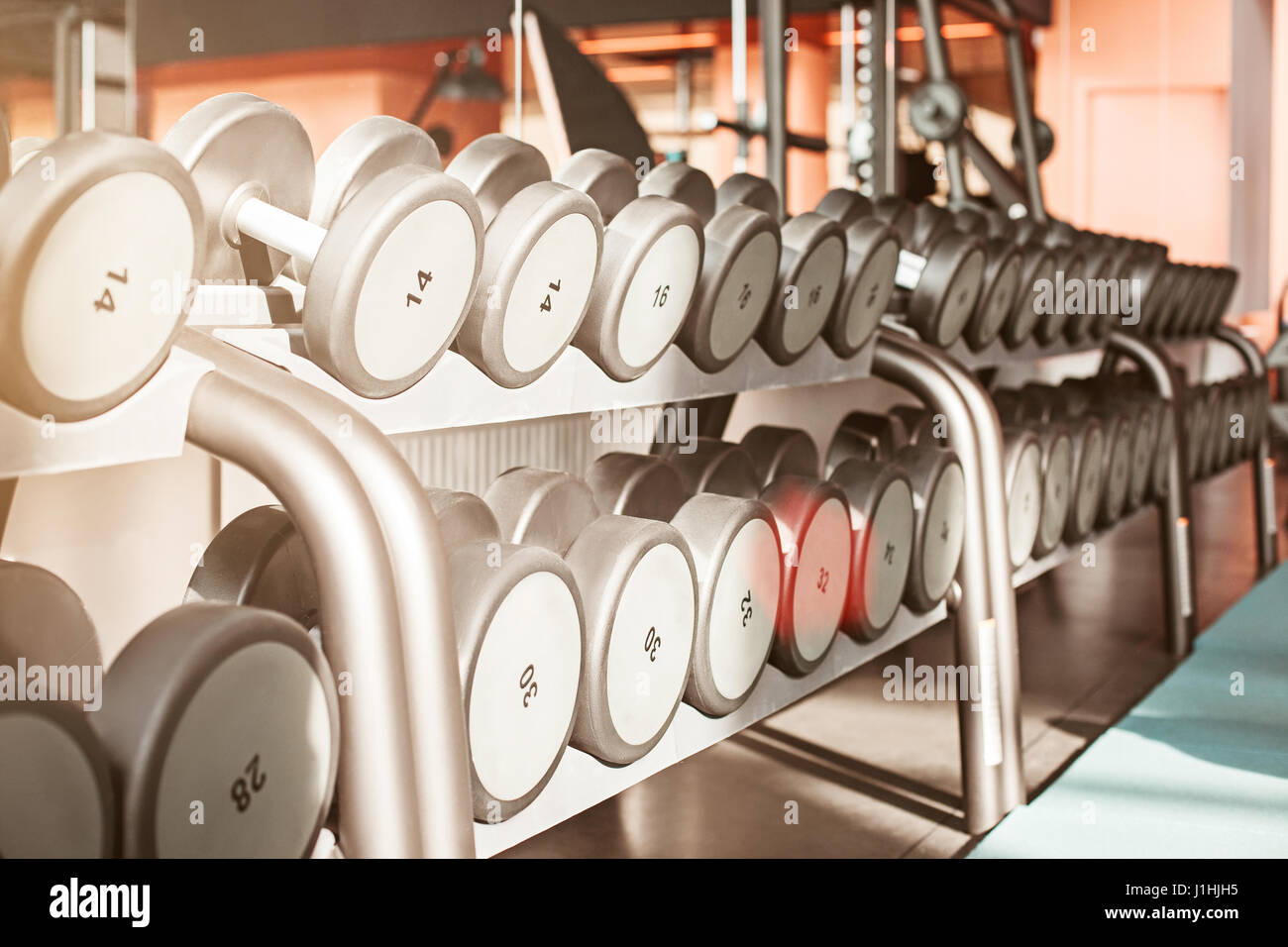 Rows of dumbbells in the gym Stock Photo - Alamy