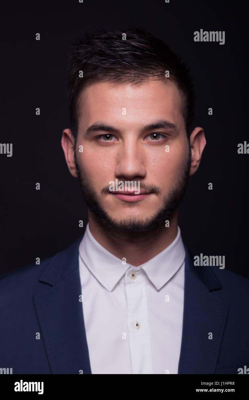 man headshot face head portrait, white shirt, jacket suit. black ...