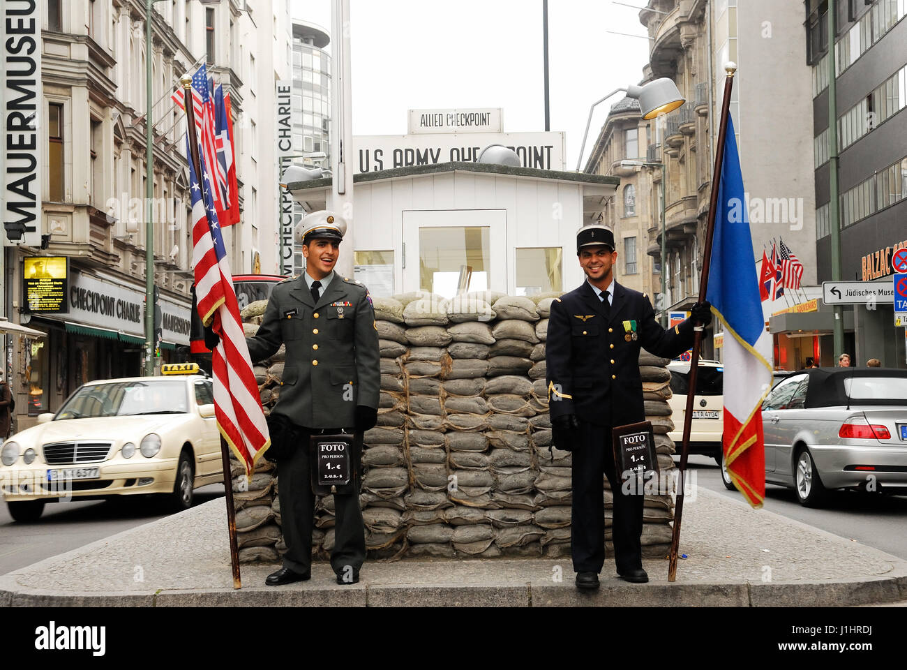 Berlin, Mitte, Checkpoint Charlie, Friedrichstrasse, wall, border ...