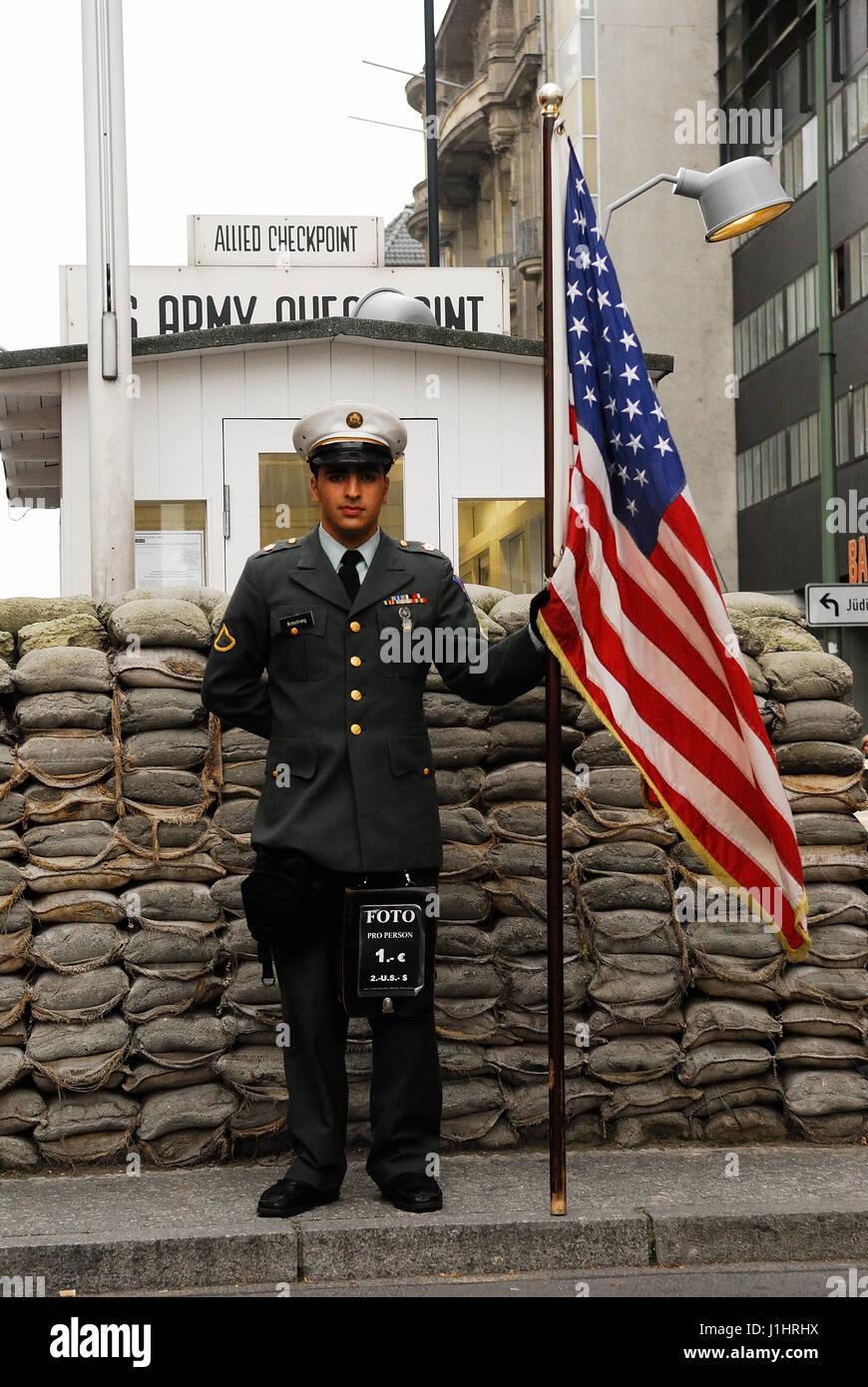Berlin, Mitte, Checkpoint Charlie, Friedrichstrasse, wall, border ...