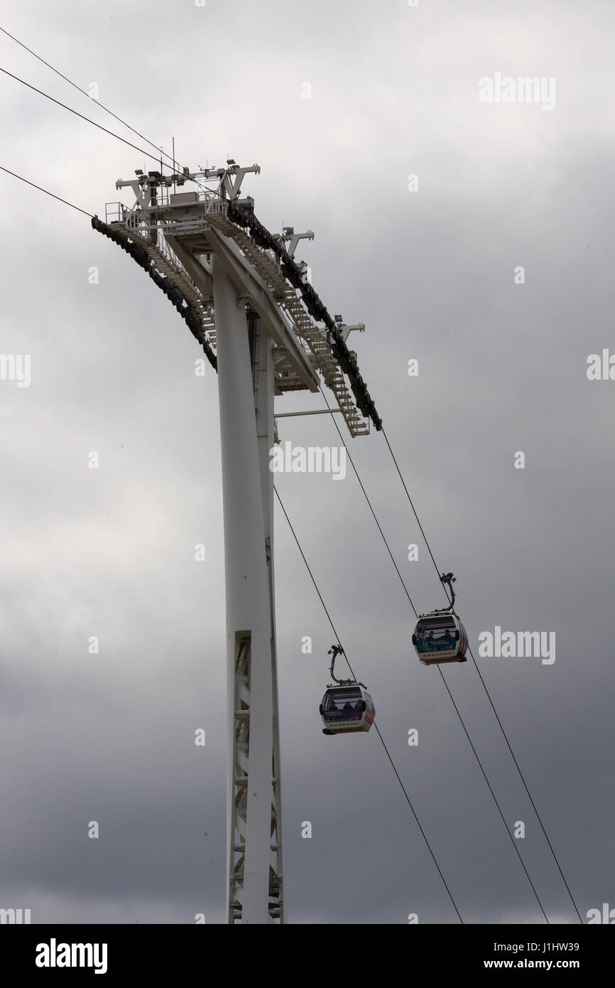 General View GV of the Thames Cable Car known as the Emirates Air Line ...