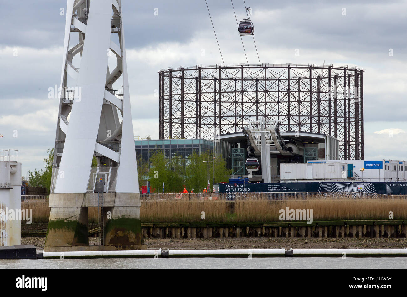 General View GV of the Thames Cable Car known as the Emirates Air Line ...