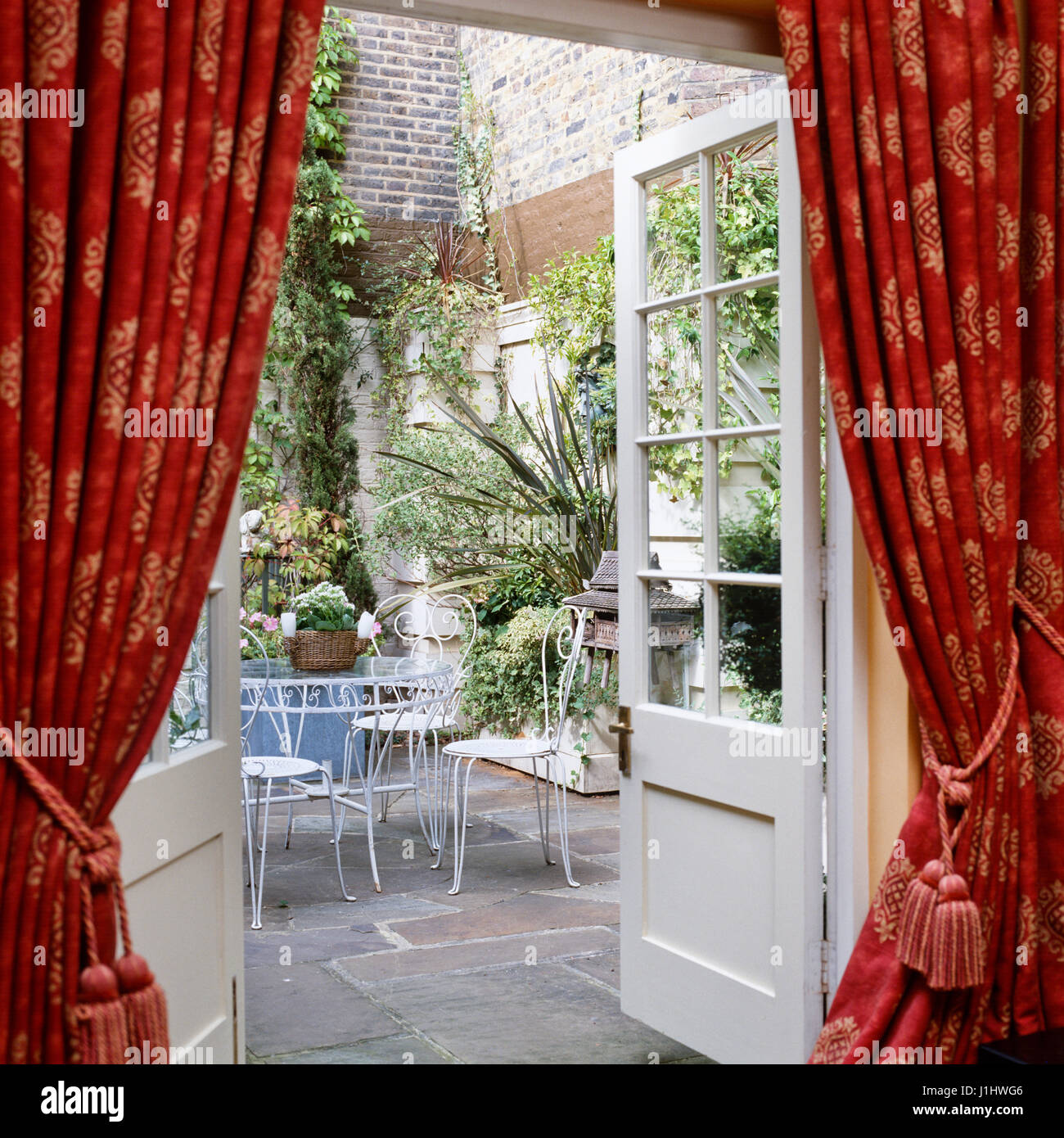 Open doors to patio Stock Photo - Alamy
