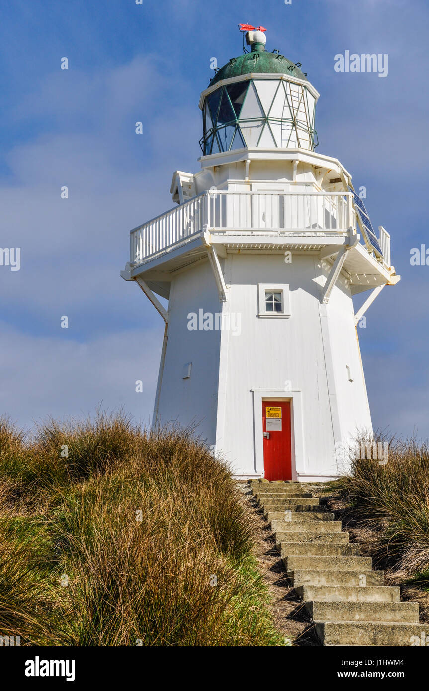 Old lighthouse near Slope Point, the Southernmost point of New Zealand ...