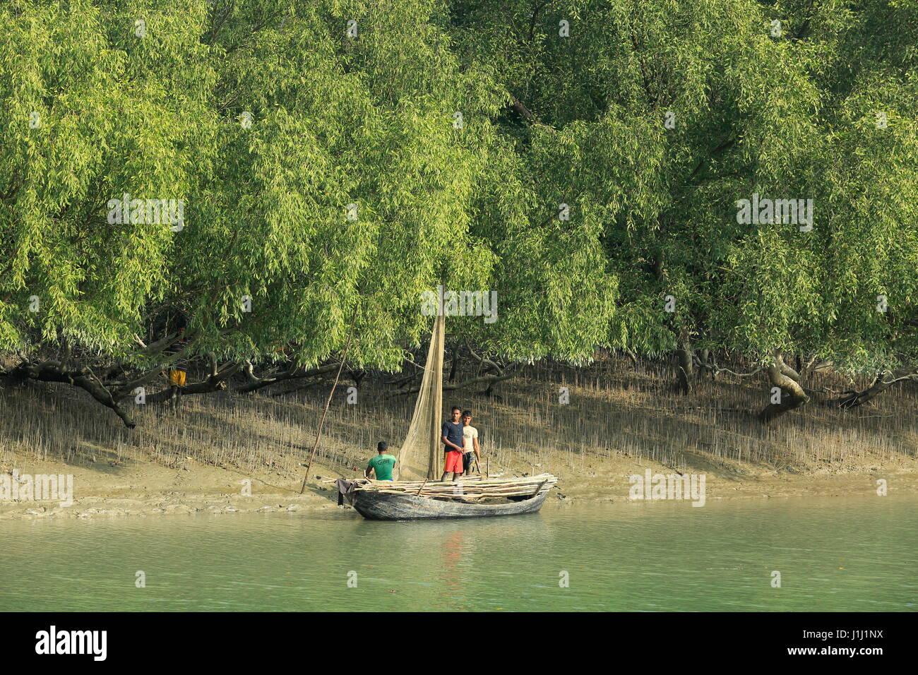 A fishing boat on the river in the Sundarbans. Bagerhat, Bangladesh ...