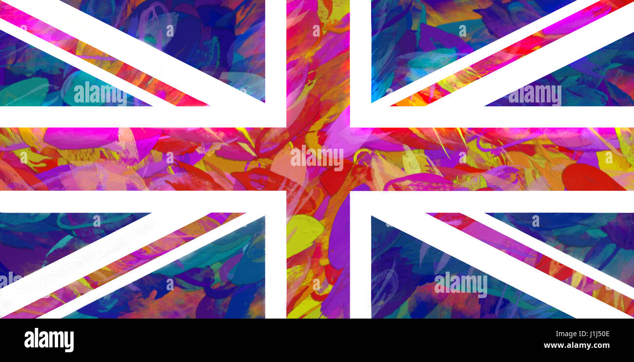 Illustration of a colorful Union Jack flag Stock Photo - Alamy