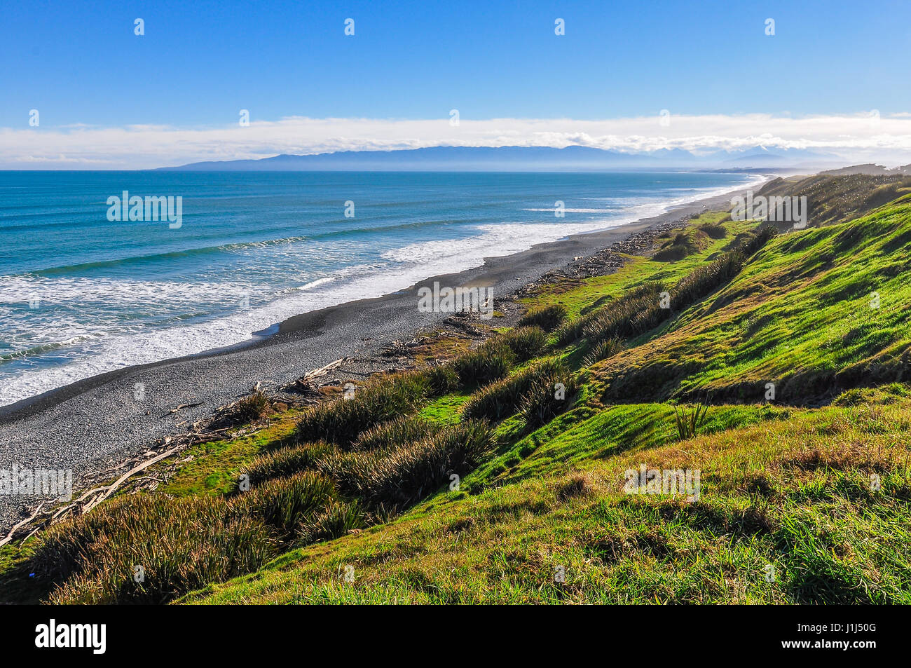 Rough coastal landscape in the Southern Scenic Route, New Zealand Stock ...