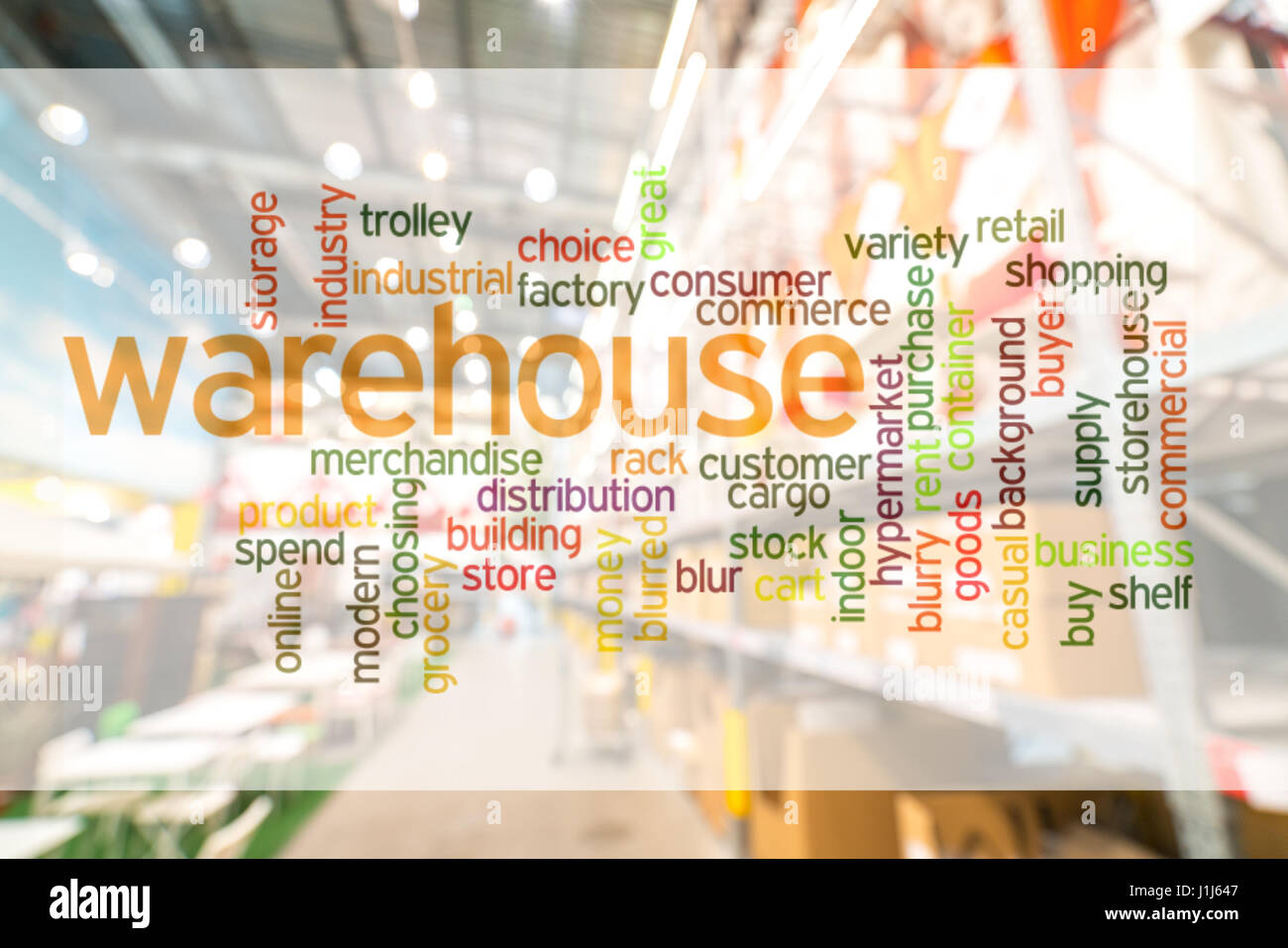 Warehouse or storehouse with blur background Stock Photo - Alamy