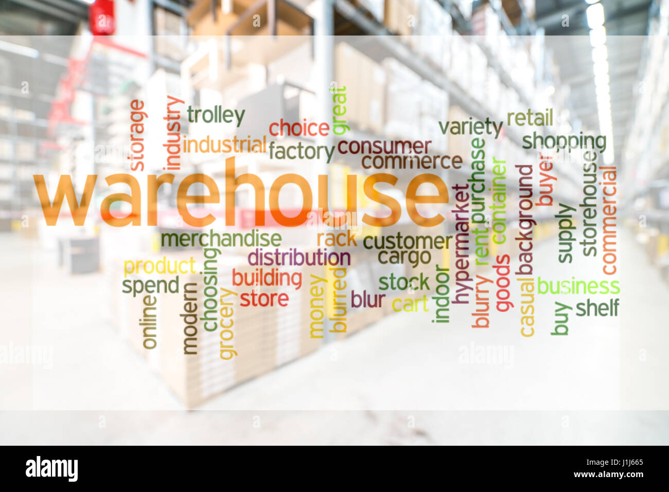Warehouse or storehouse with blur background Stock Photo - Alamy