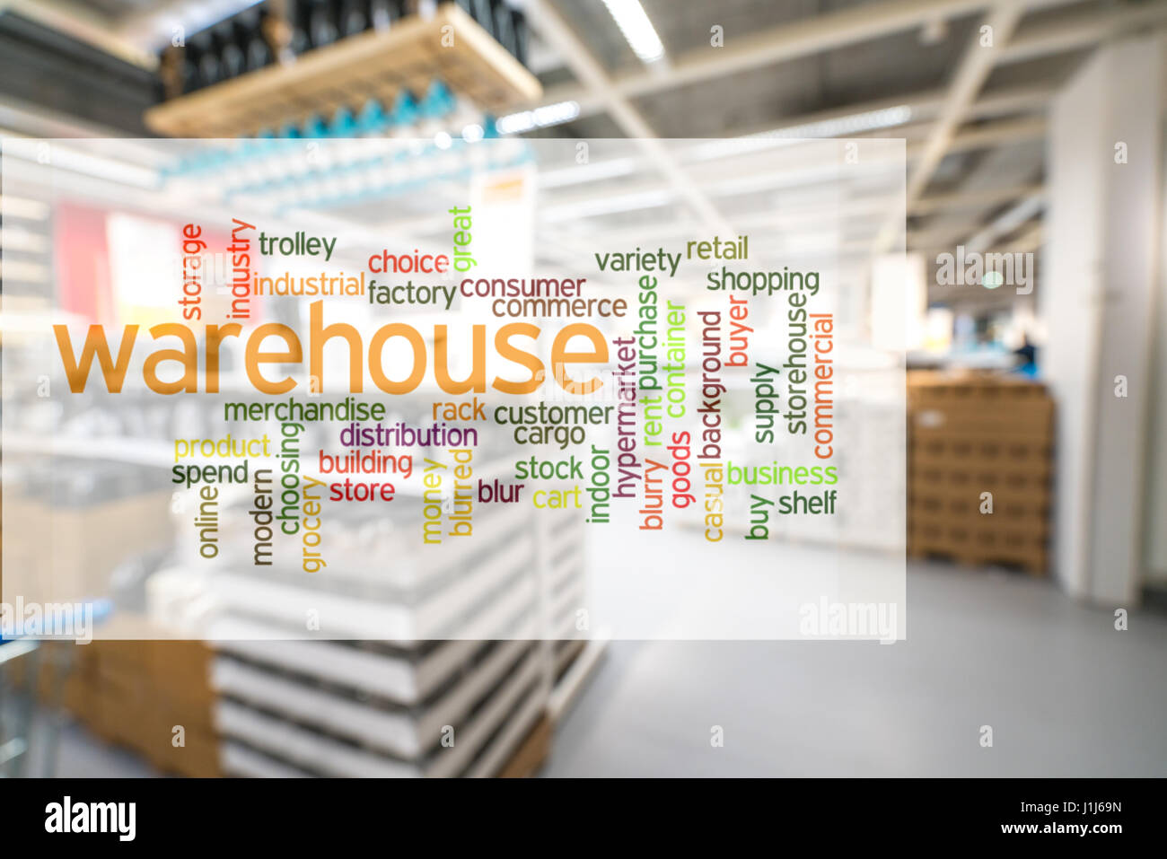 Warehouse or storehouse with blur background Stock Photo - Alamy