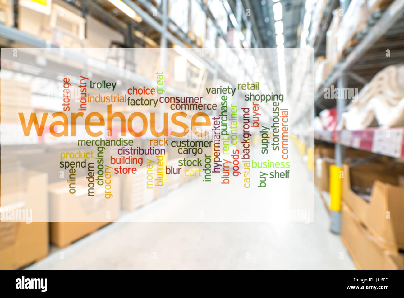 Warehouse or storehouse with blur background Stock Photo - Alamy