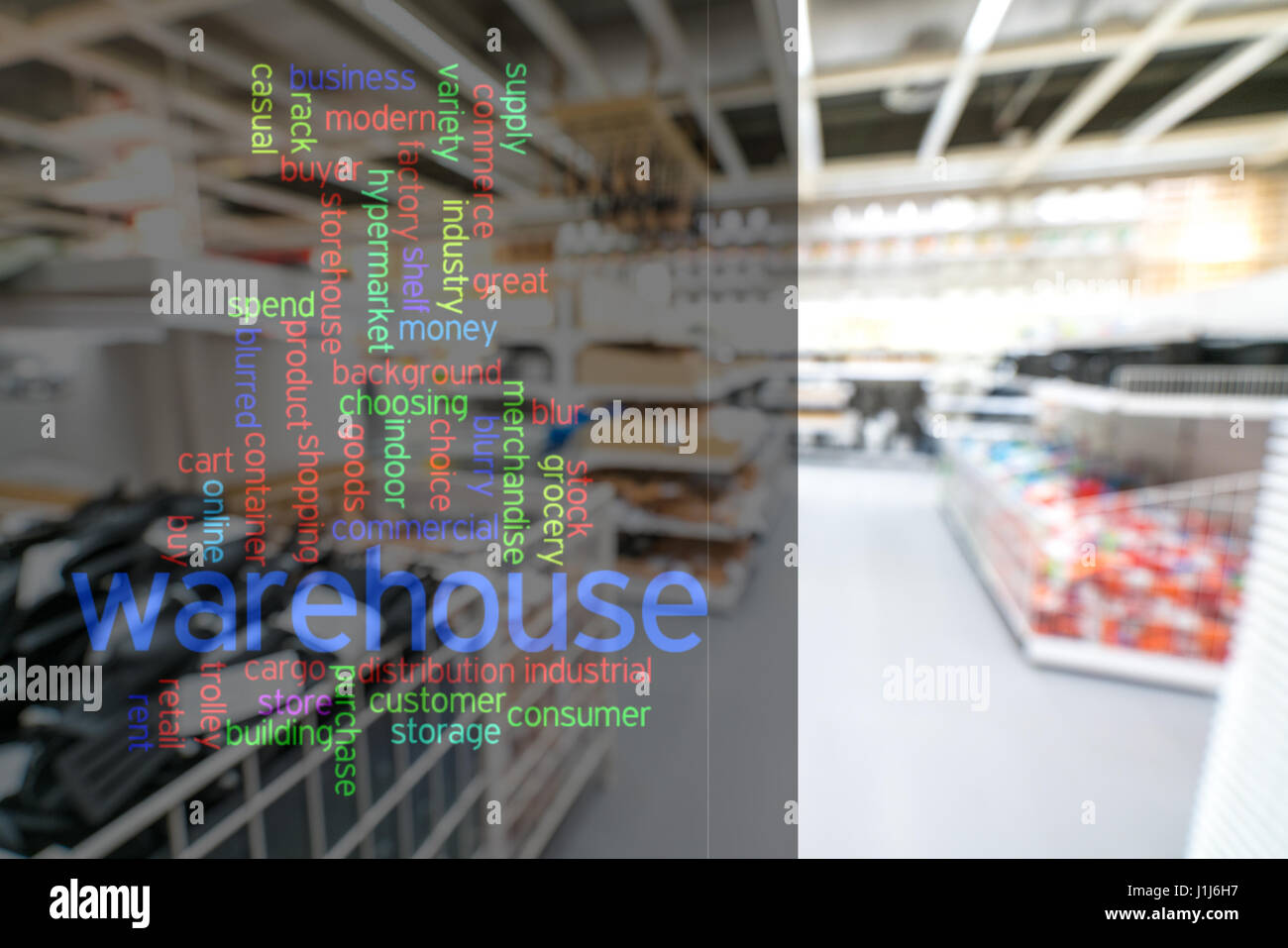 Warehouse or storehouse with blur background Stock Photo - Alamy