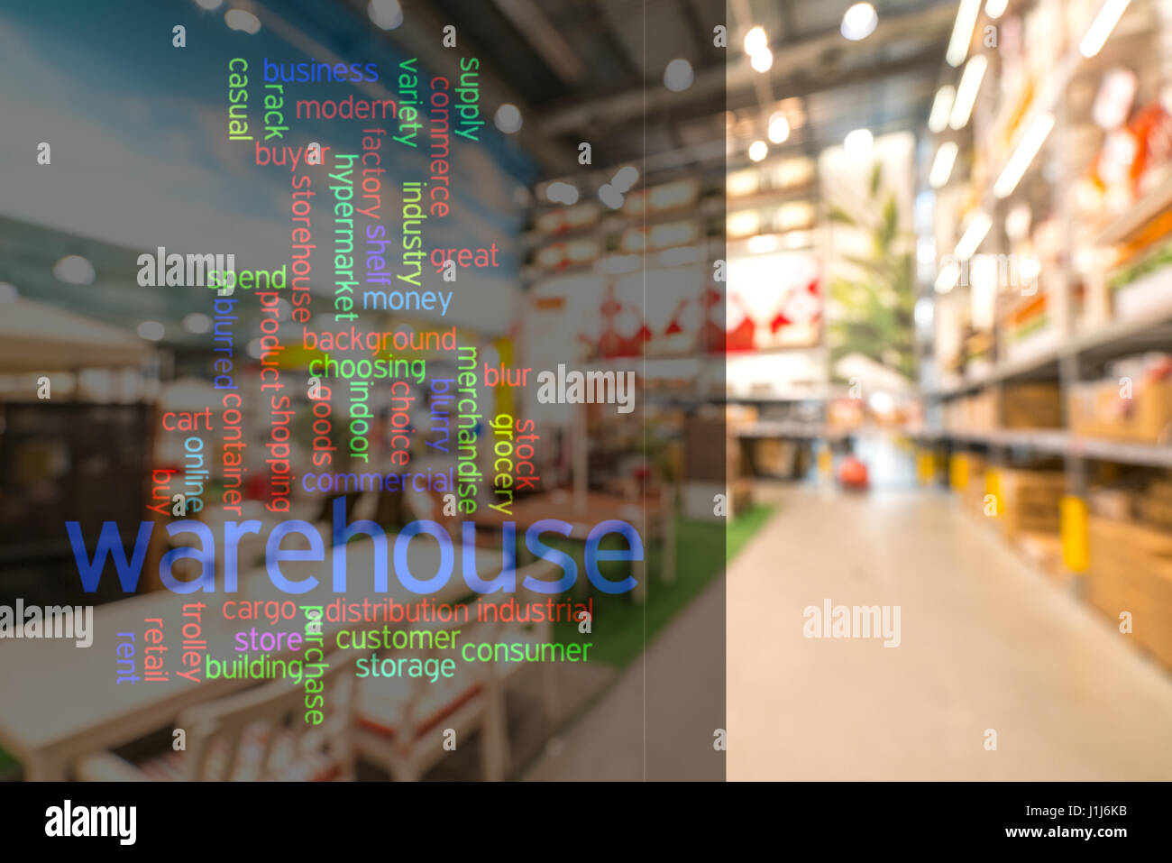 Warehouse or storehouse with blur background Stock Photo - Alamy