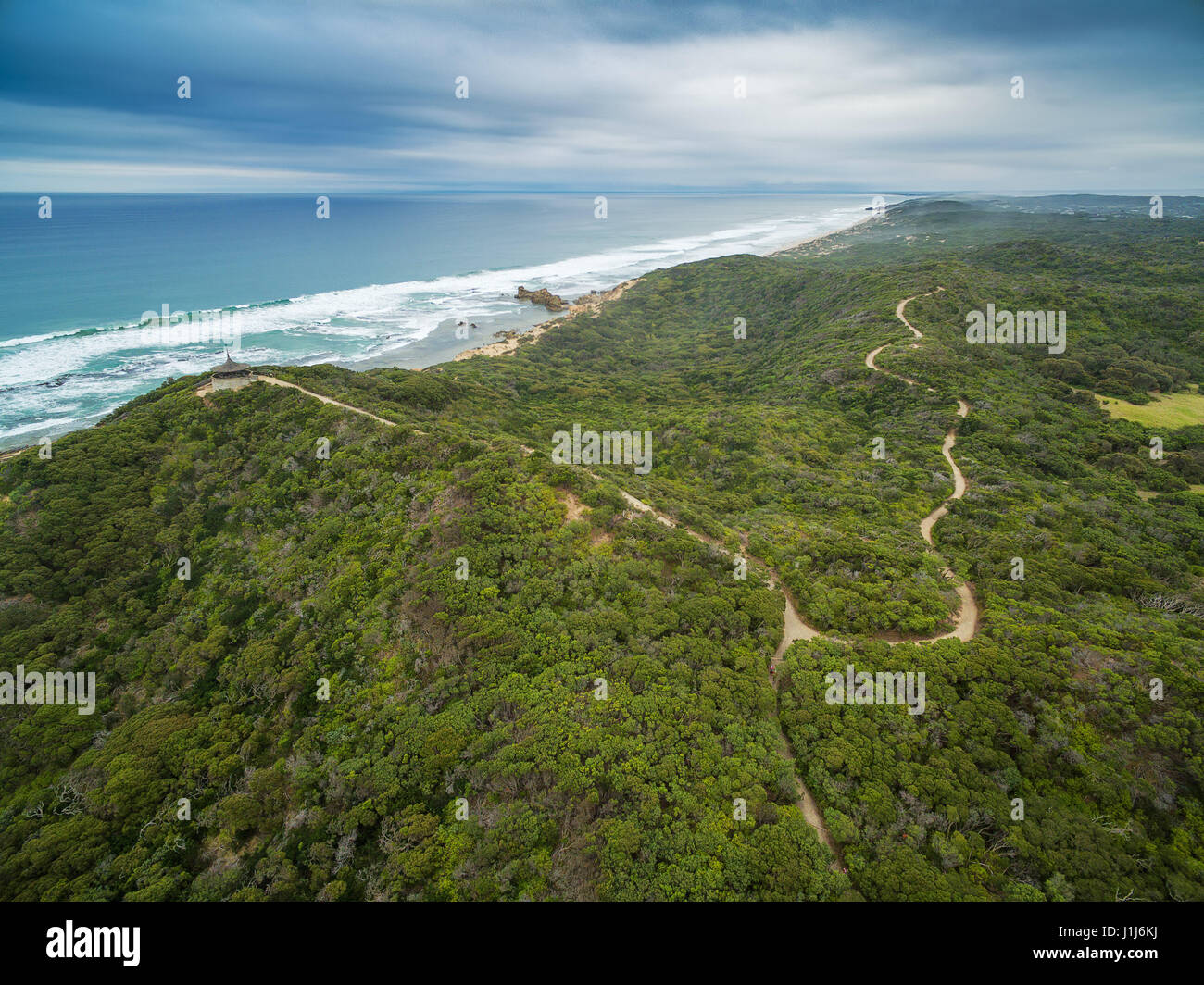 Aerial view of Mornington Peninsula Coastline and walking trail near ...