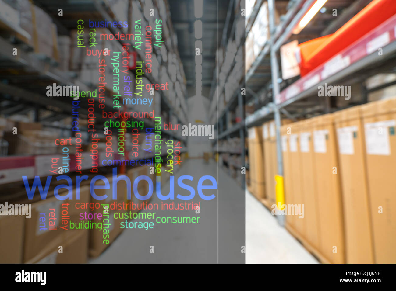 Warehouse or storehouse with blur background Stock Photo - Alamy