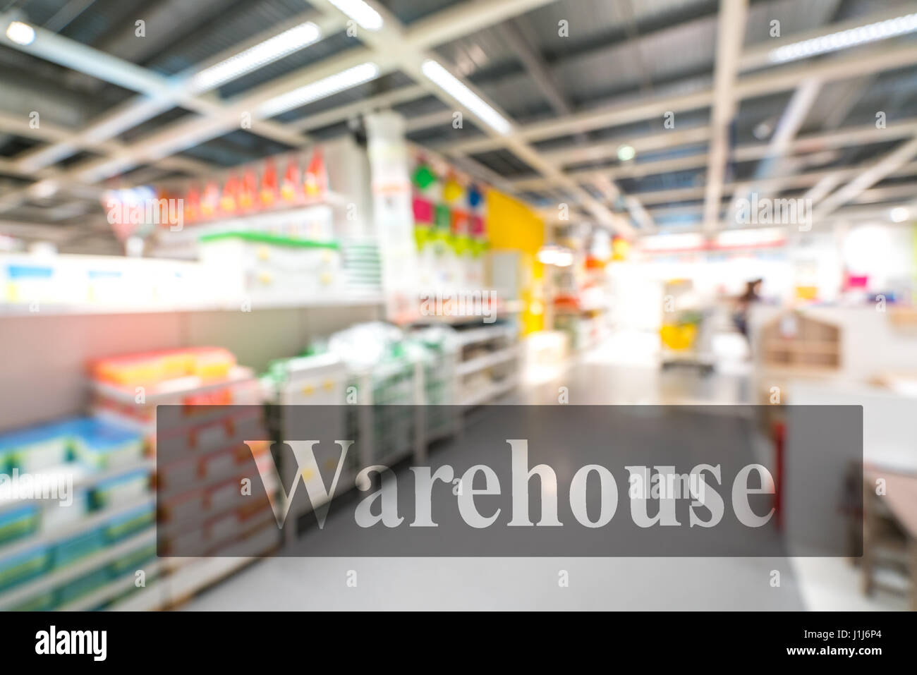 Warehouse or storehouse with blur background Stock Photo - Alamy