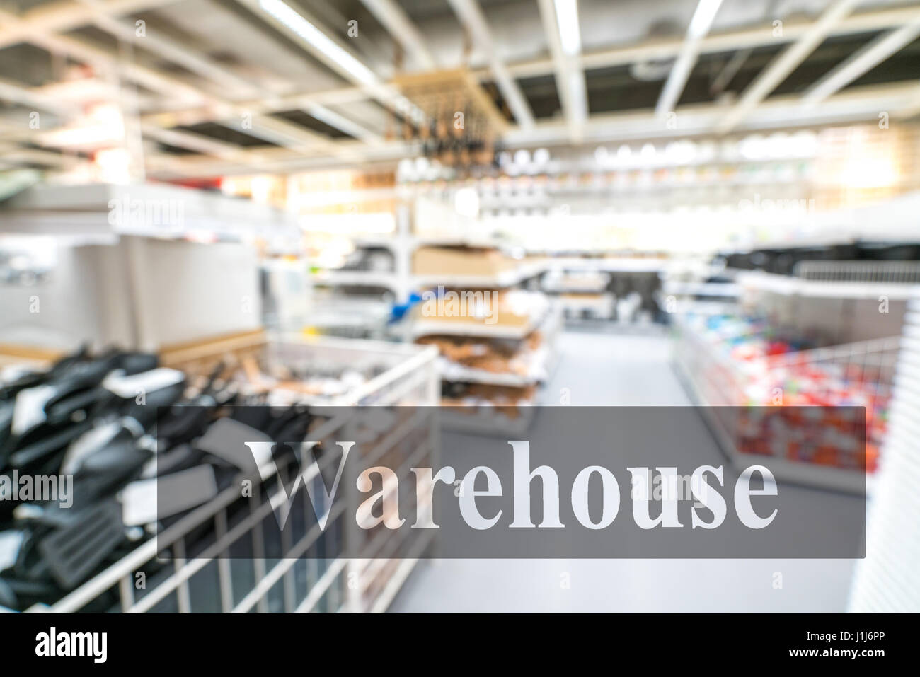 Warehouse or storehouse with blur background Stock Photo - Alamy