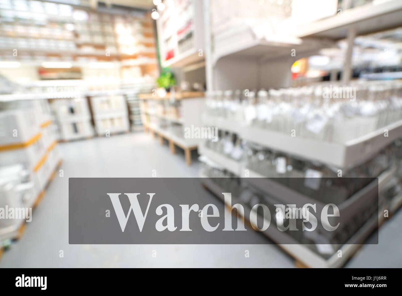 Warehouse or storehouse with blur background Stock Photo - Alamy