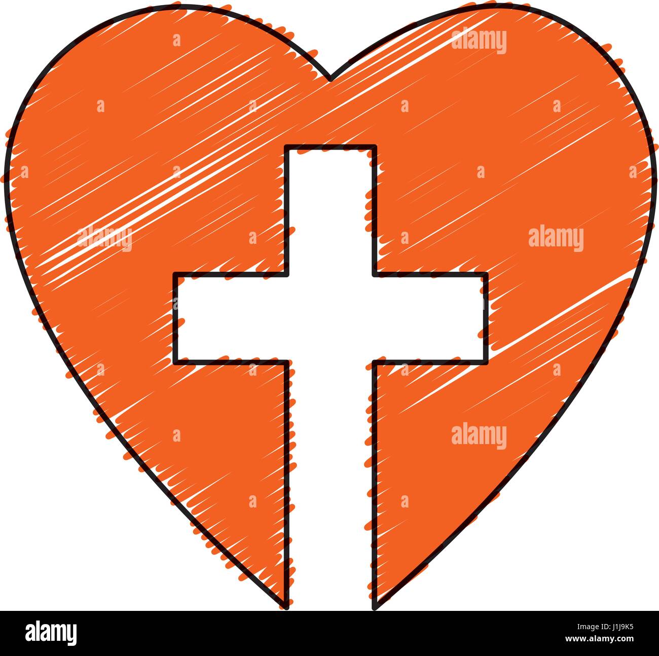 christian cross with heart isolated icon Stock Vector Image & Art - Alamy