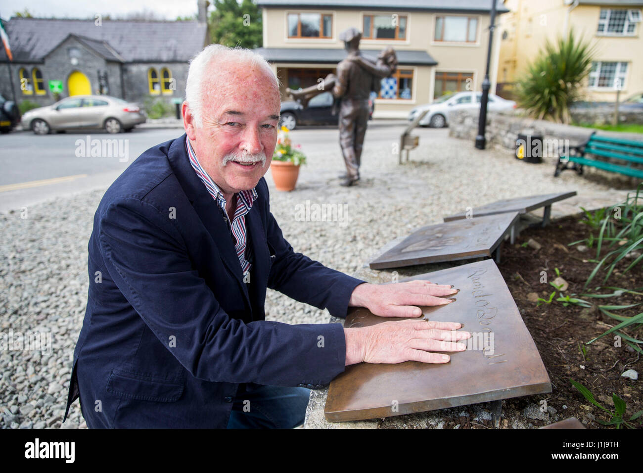 Pat Rock places his hands in a cast of Daniel O'Donnell's hands at the ...
