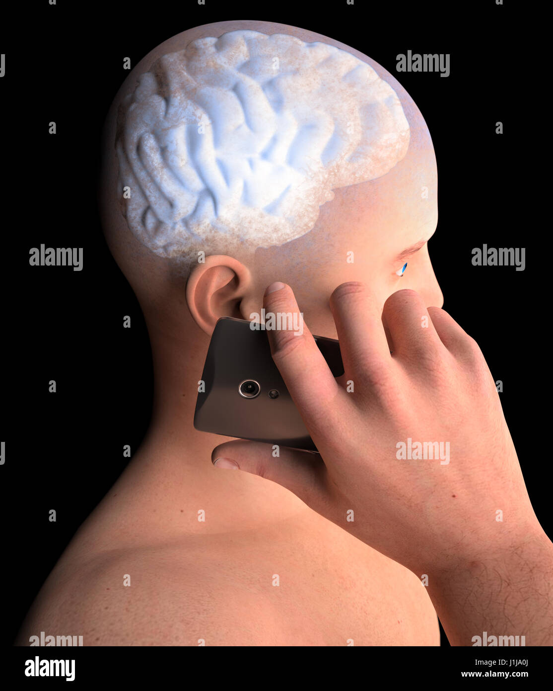 Cell phone and human brain hi-res stock photography and images - Alamy