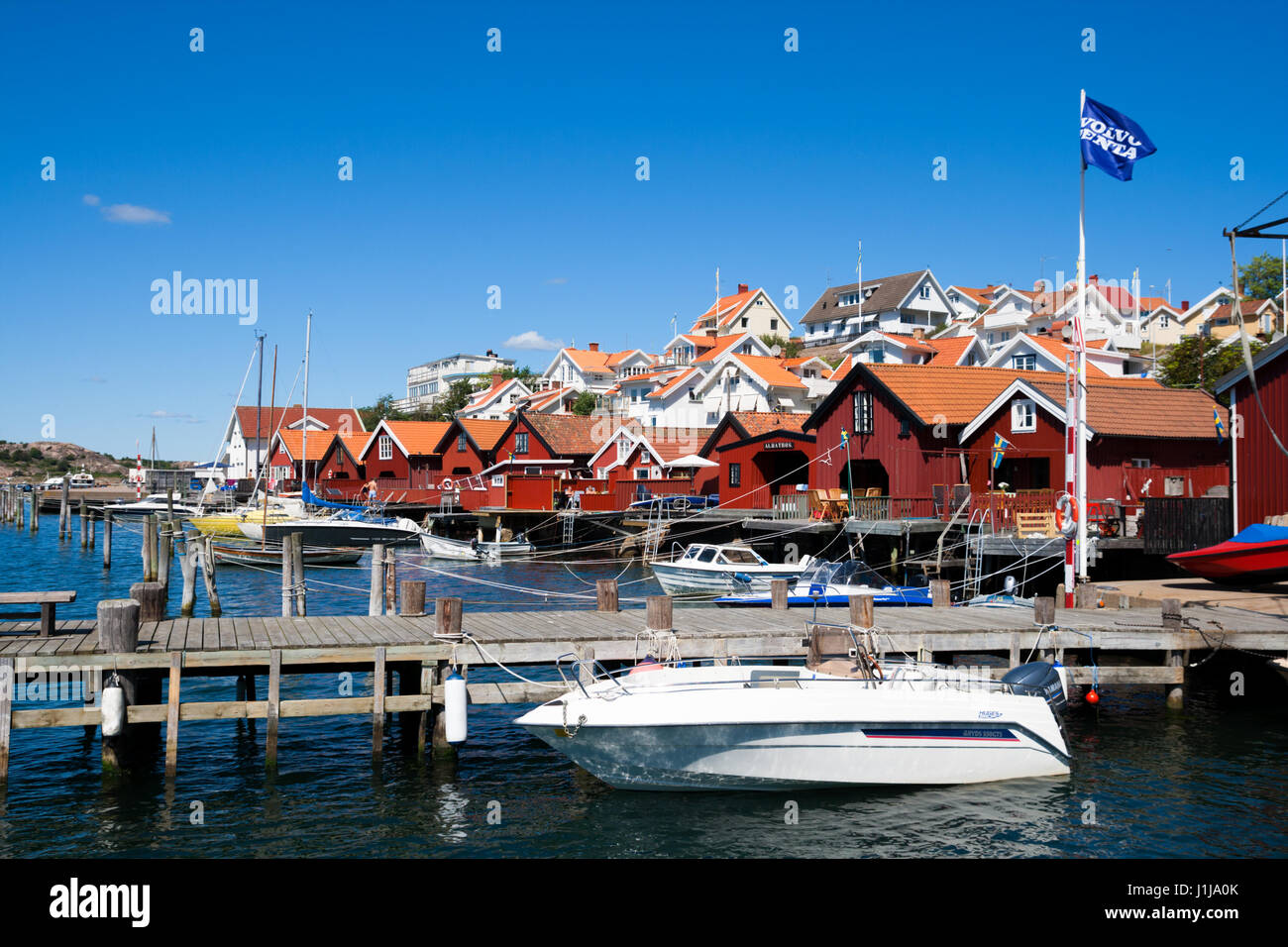 BOHUSLAN, SWEDEN - JULY 13, 2011: Swedish touristic village Fjallbacka on the West coast of ...