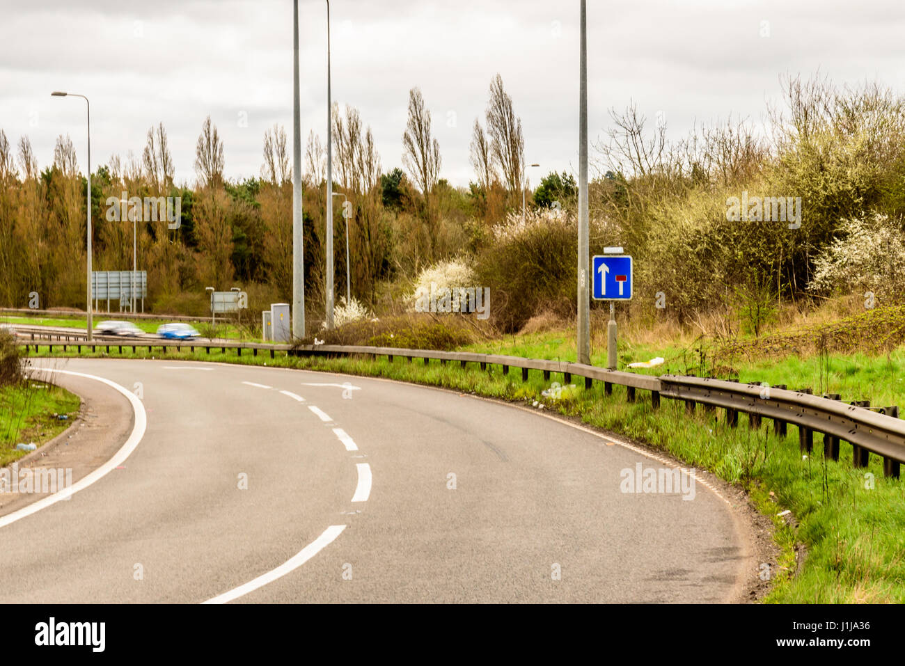 Day view background of UK Motorway Road Sign Stock Photo - Alamy