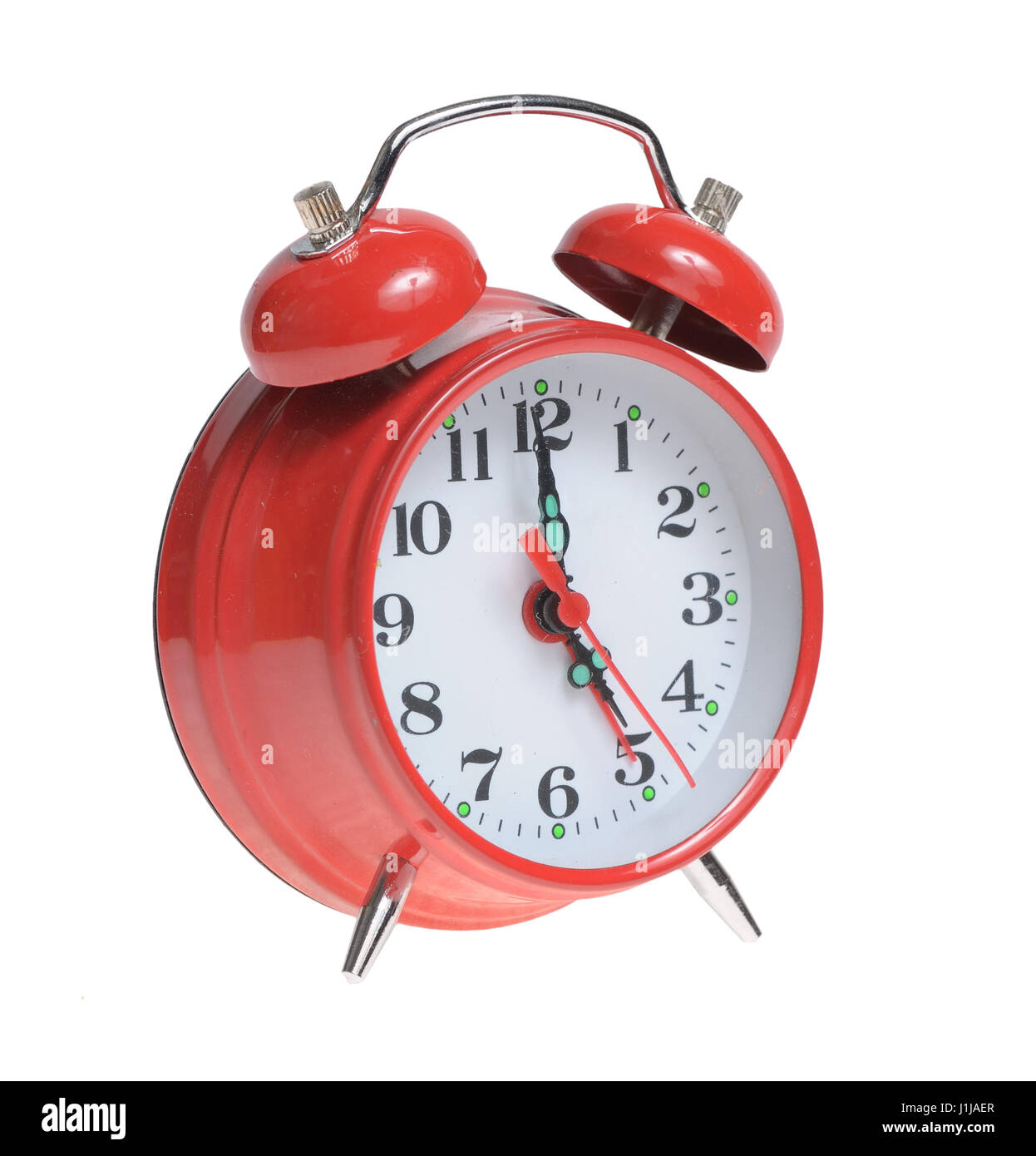 Red alarm clock isolated on white background Stock Photo - Alamy