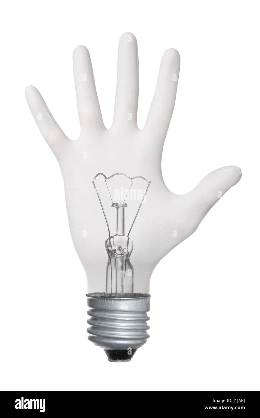 Hand gesture lamp bulb isolated on white background Stock Photo - Alamy
