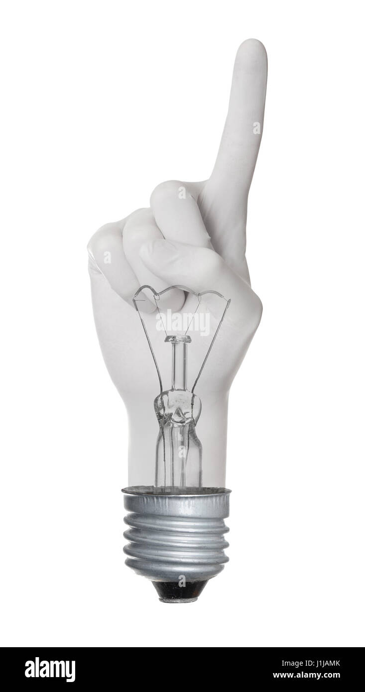 hand gesture lamp bulb isolated on white background Stock Photo - Alamy