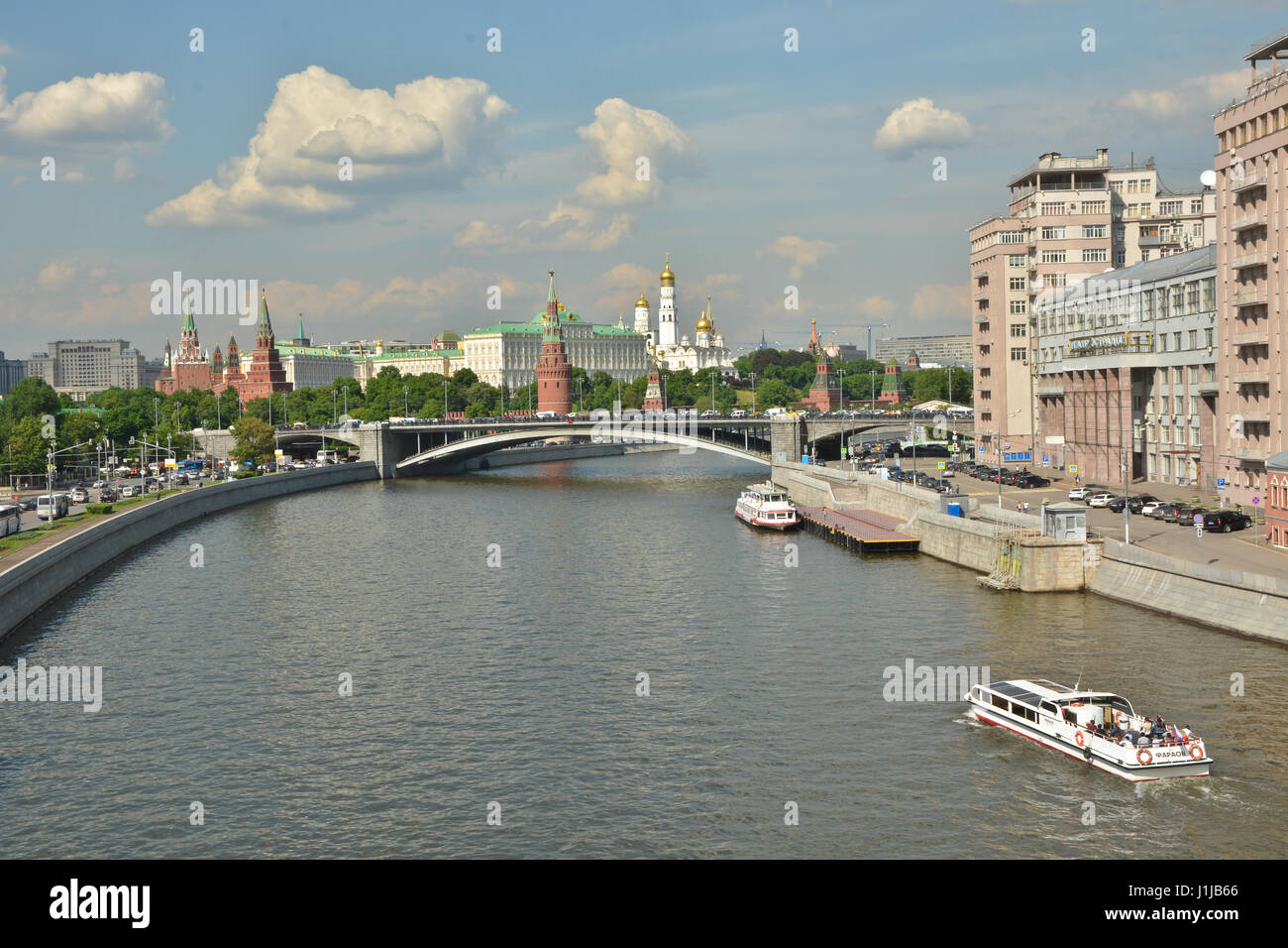 The Moscow Kremlin and the embankment of the Moscow River. City ...