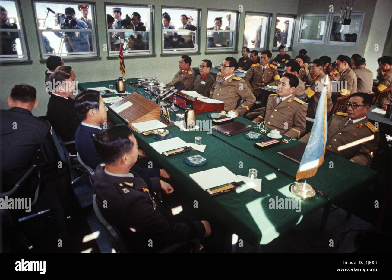 Conference room at Panmunjom on the Korean Demilitarized Zone, DMZ Line ...