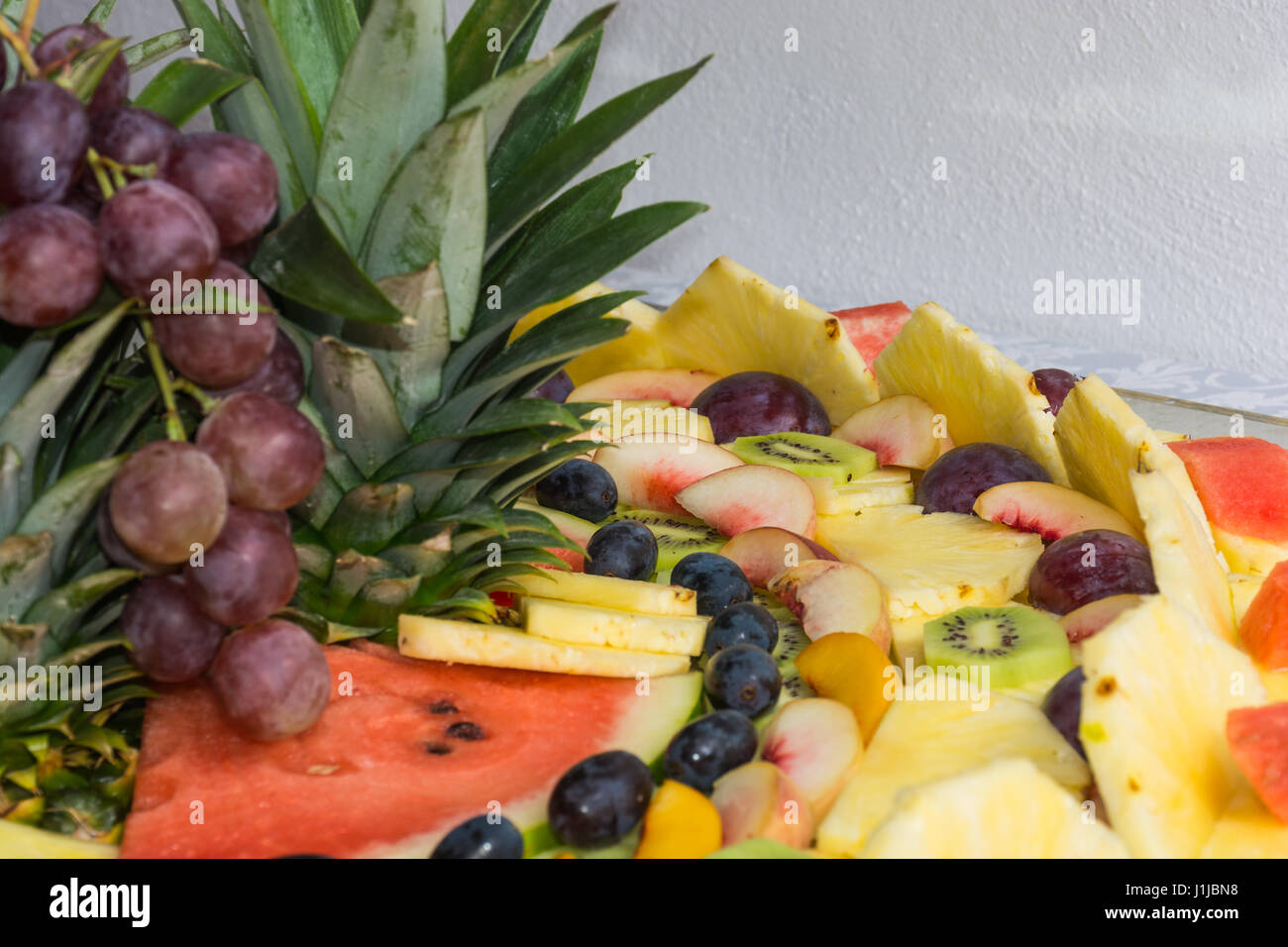 compositions of fresh fruit cut for buffets. typical summer fruits of ...