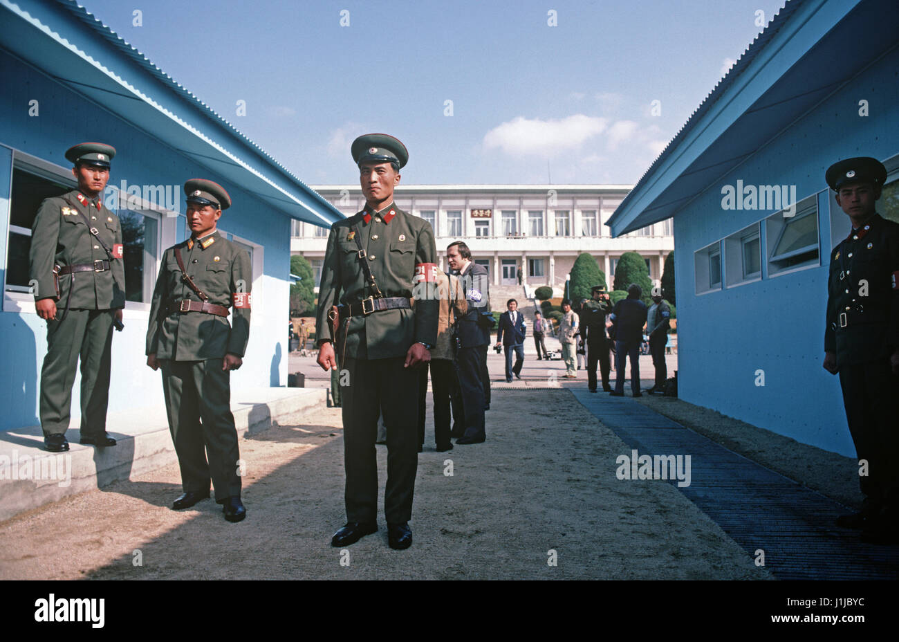 North Koreans soldiers during South and North Korean talks at Panmunjom ...