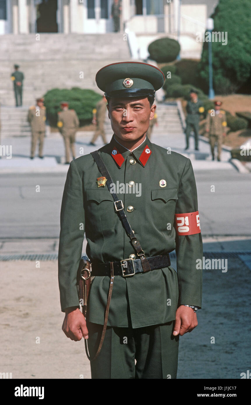 North Koreans soldiers during South and North Korean talks at Panmunjom ...