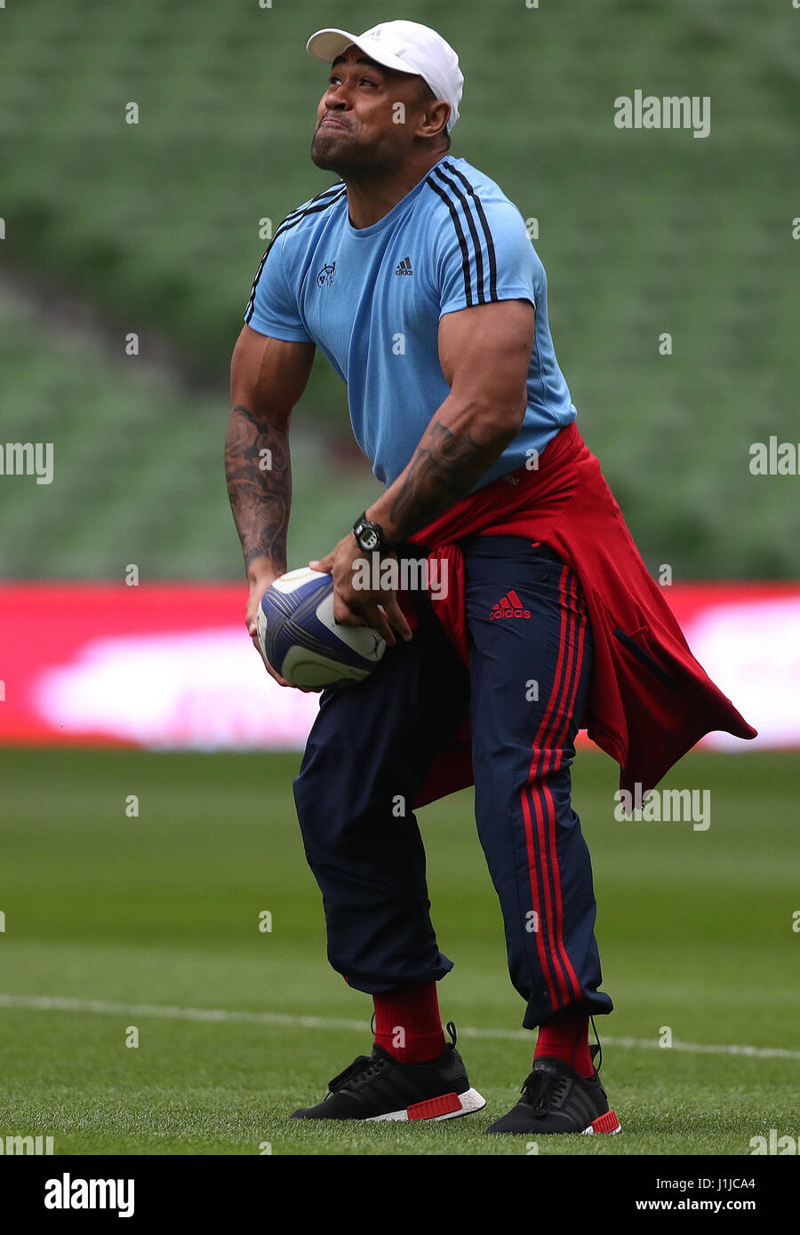 Munster's Francis Saili during the Captain's Run at the Aviva Stadium ...