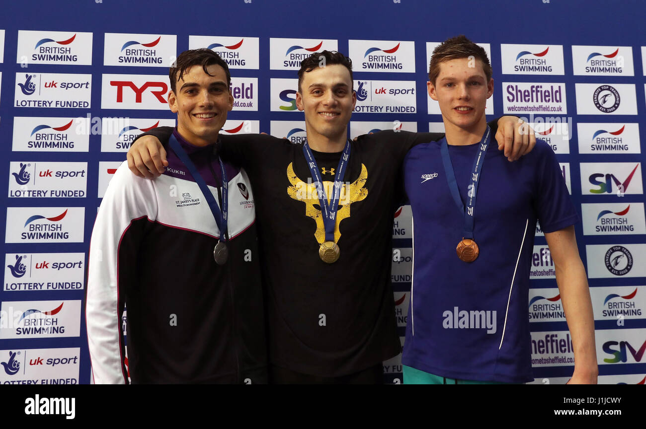 James Guy gold medalist in the Men's Open 100m Butterfly Final (centre ...