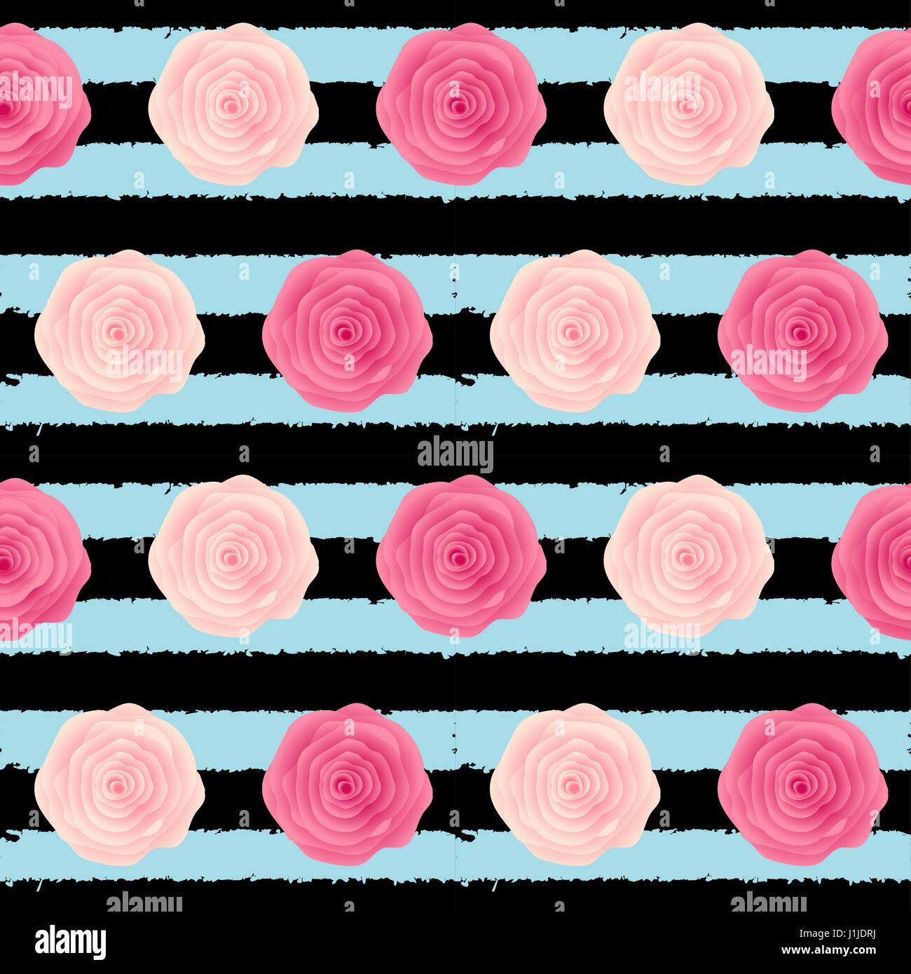 Cute Rose Flower Seamless Pattern Background Vector Illustration Stock ...