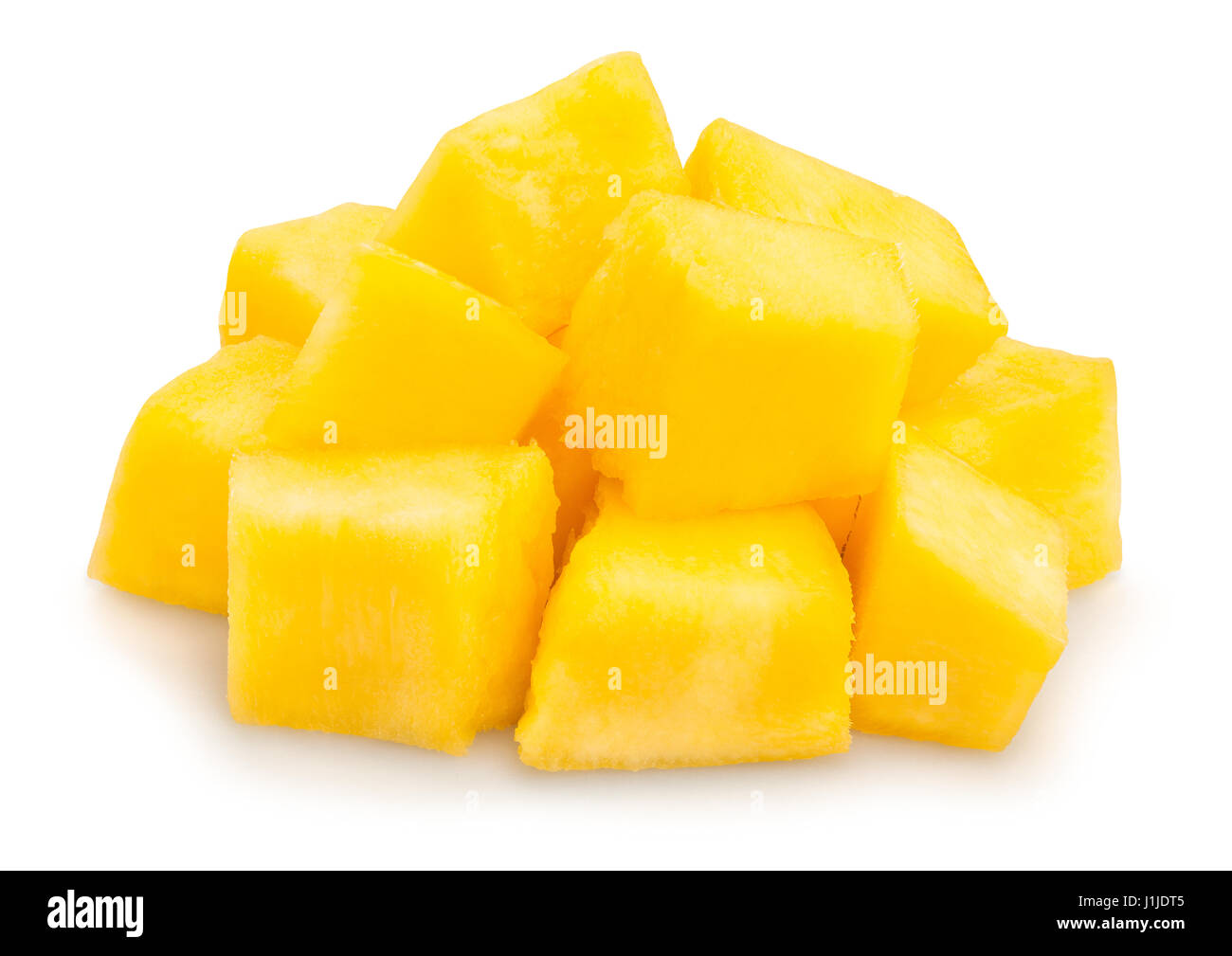 sliced mango chunks isolated Stock Photo - Alamy