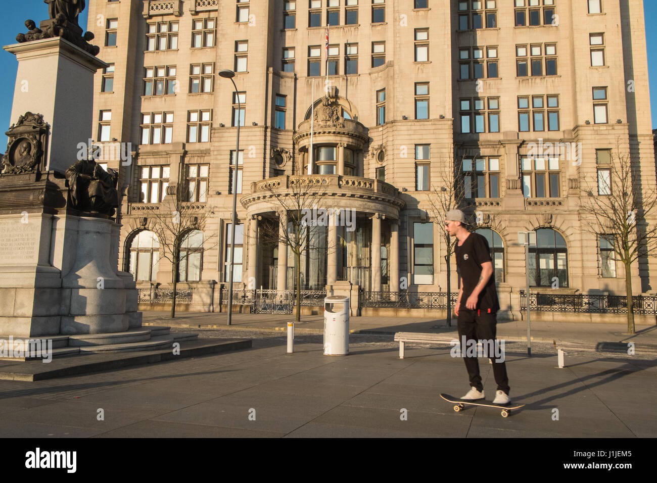 Skateboard,skateboarding,youth,boys,in front,of,at,Royal,Liver,Building ...