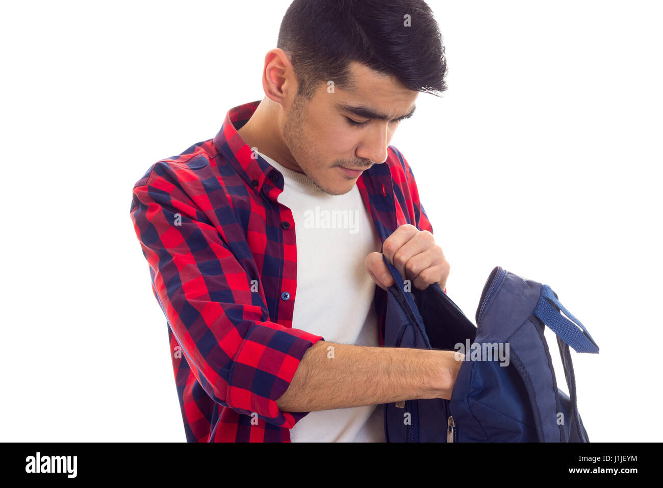 Young man with backpack Stock Photo - Alamy