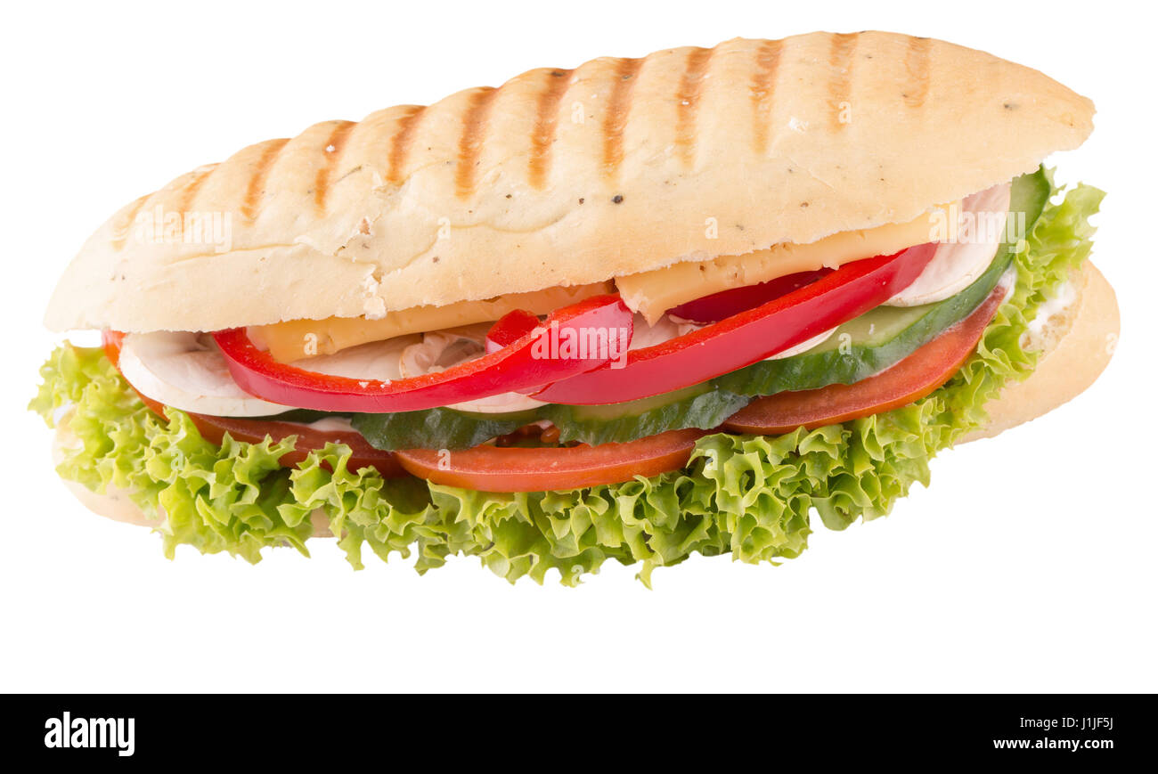 long sandwich isolated on a white background Stock Photo - Alamy