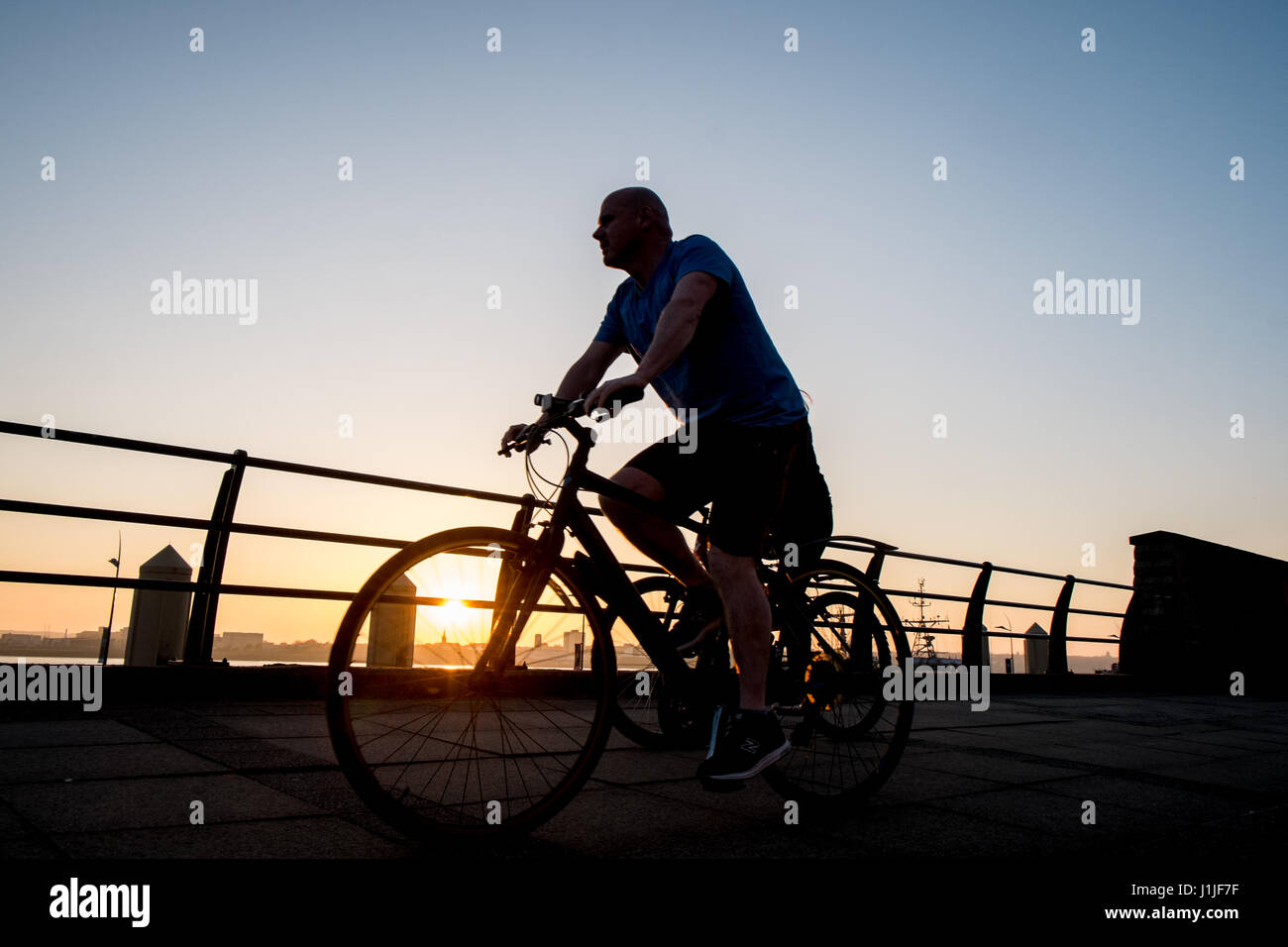 Sunset,silhouette,River Mersey,Liverpool,Merseyside,England,UNESCO ...