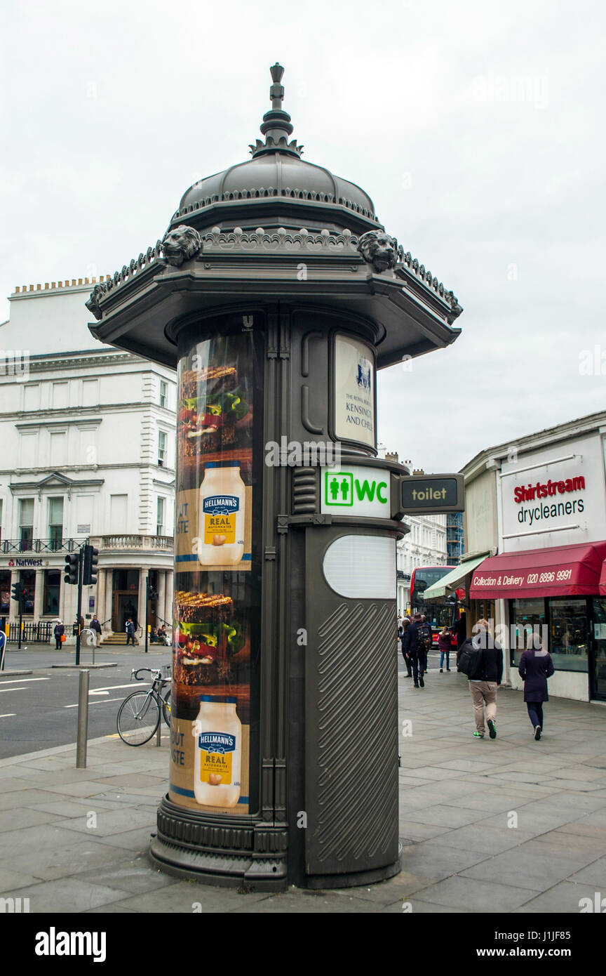London, UK, 21/04/2017 Coin operated public toilet outside South ...